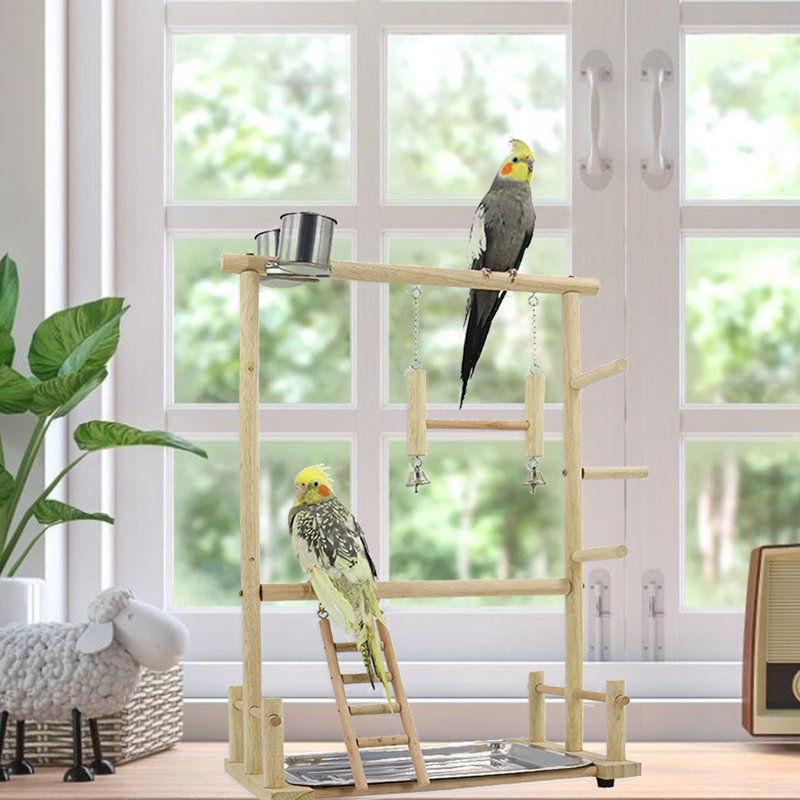 One of a Kind 22.4 Wood Bird Play Stand for Table Top